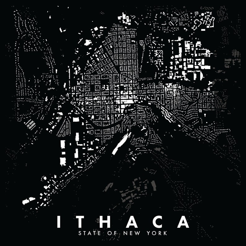 City of Ithaca Figure-ground Poster - Etsy