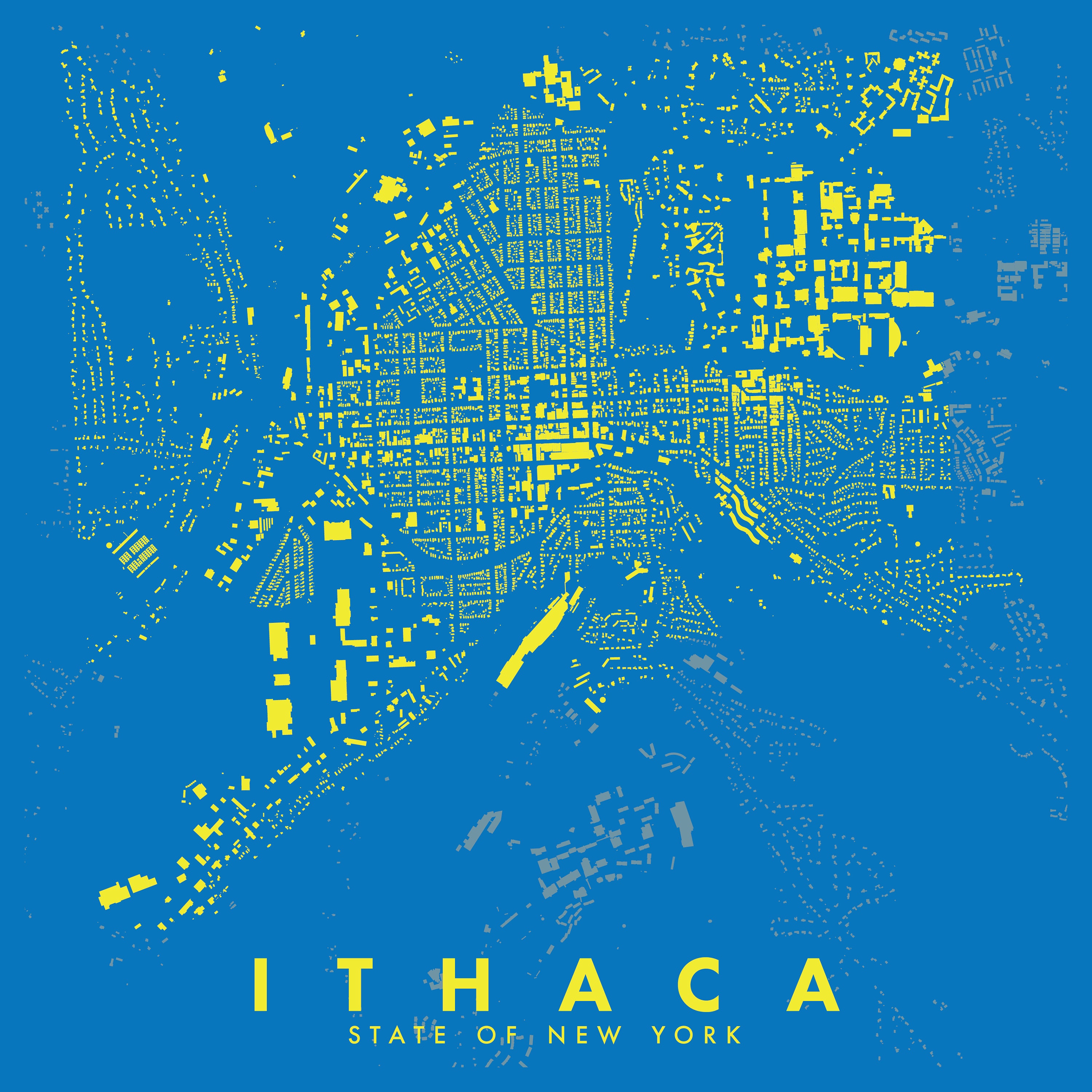 City of Ithaca Figure-ground Poster - Etsy