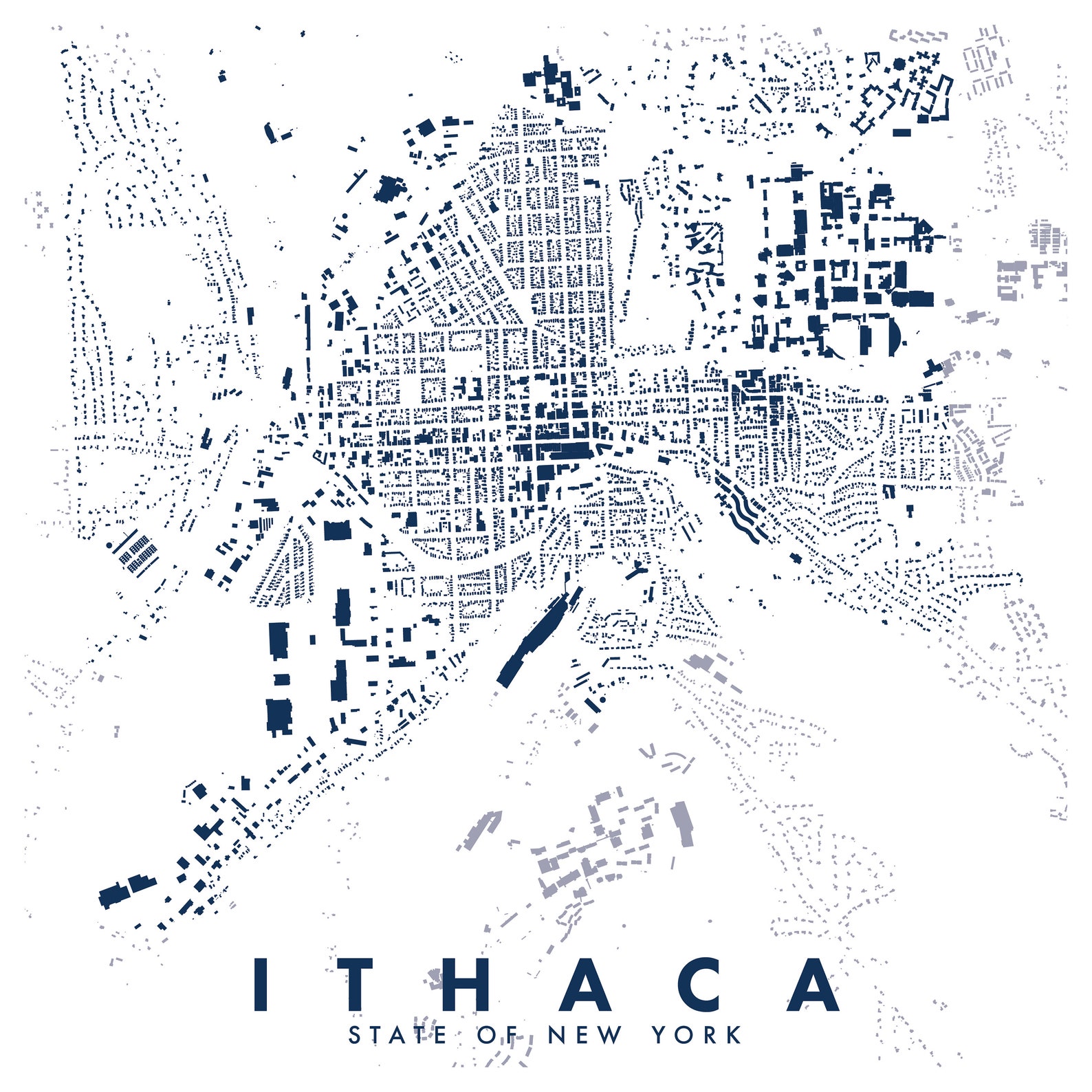 City of Ithaca Figure-ground Poster - Etsy
