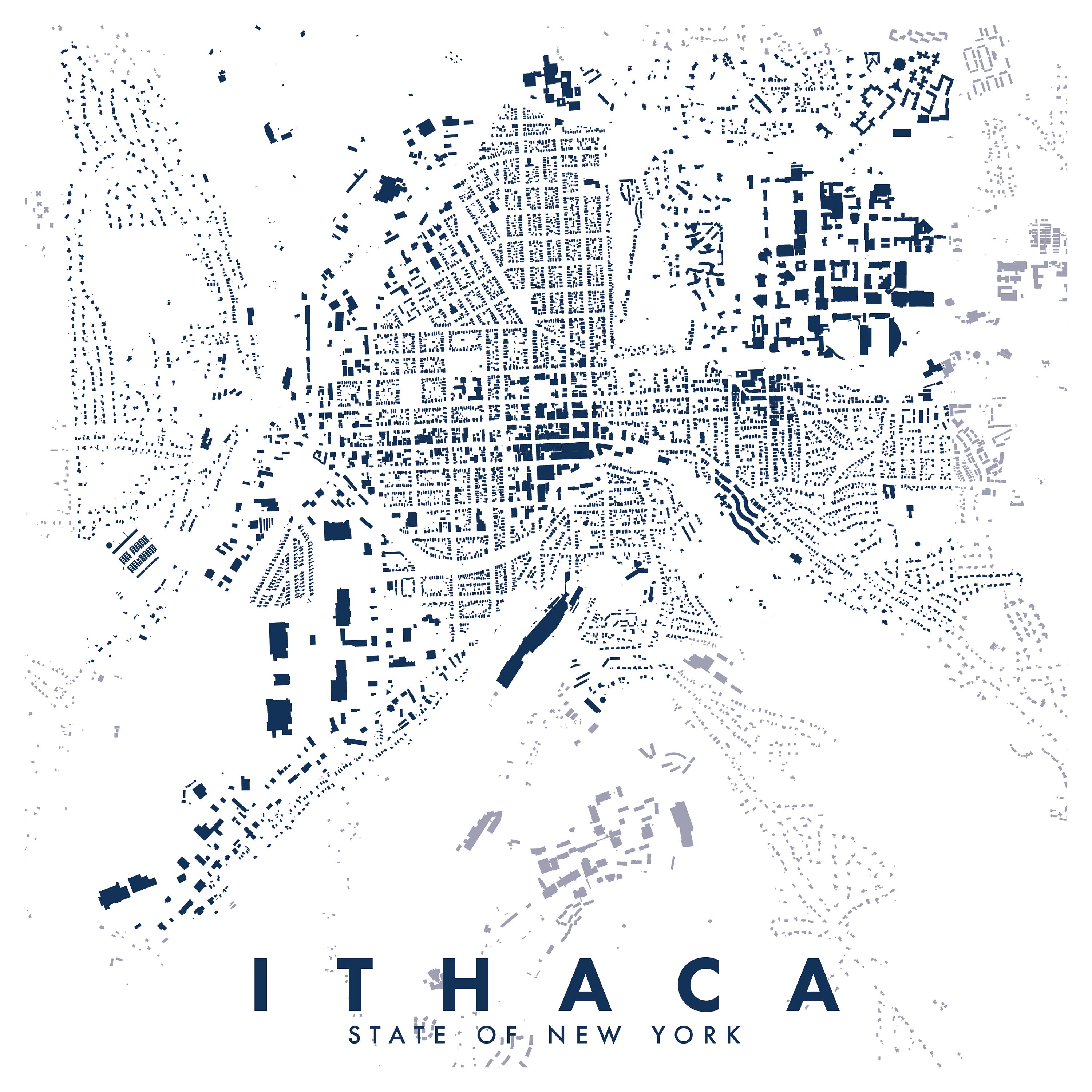 City of Ithaca Figure-ground Poster - Etsy