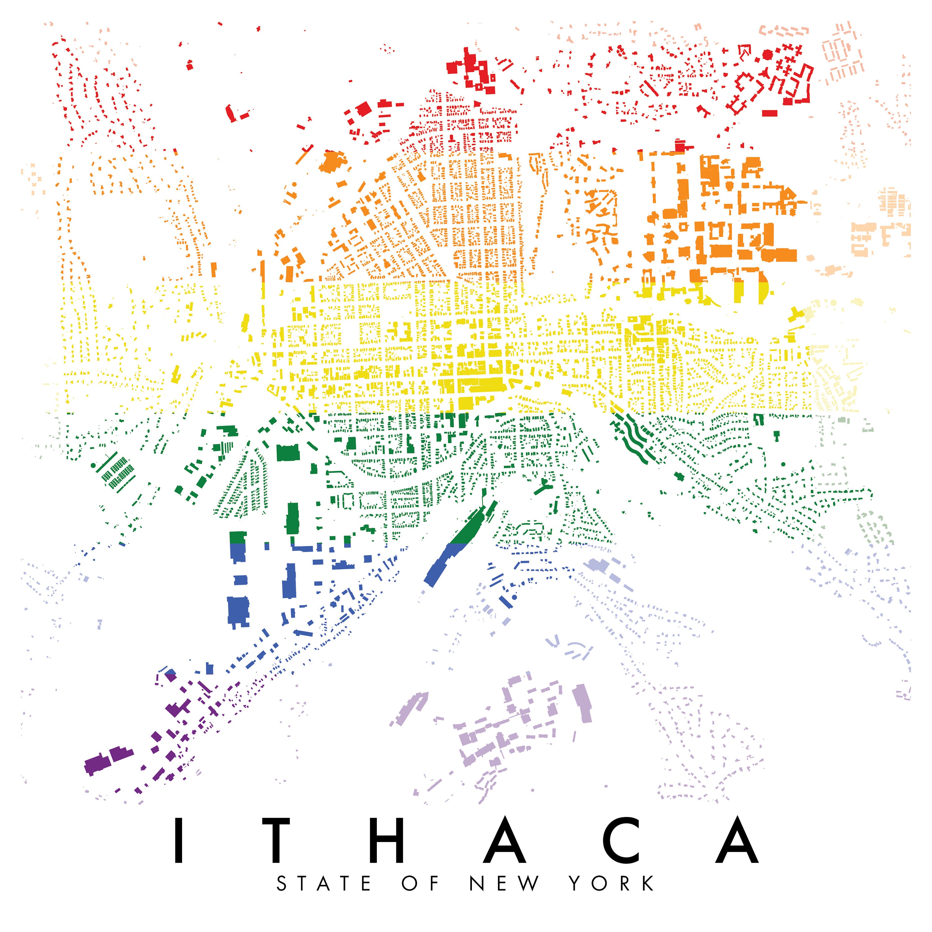 City of Ithaca Figure-ground Poster - Etsy