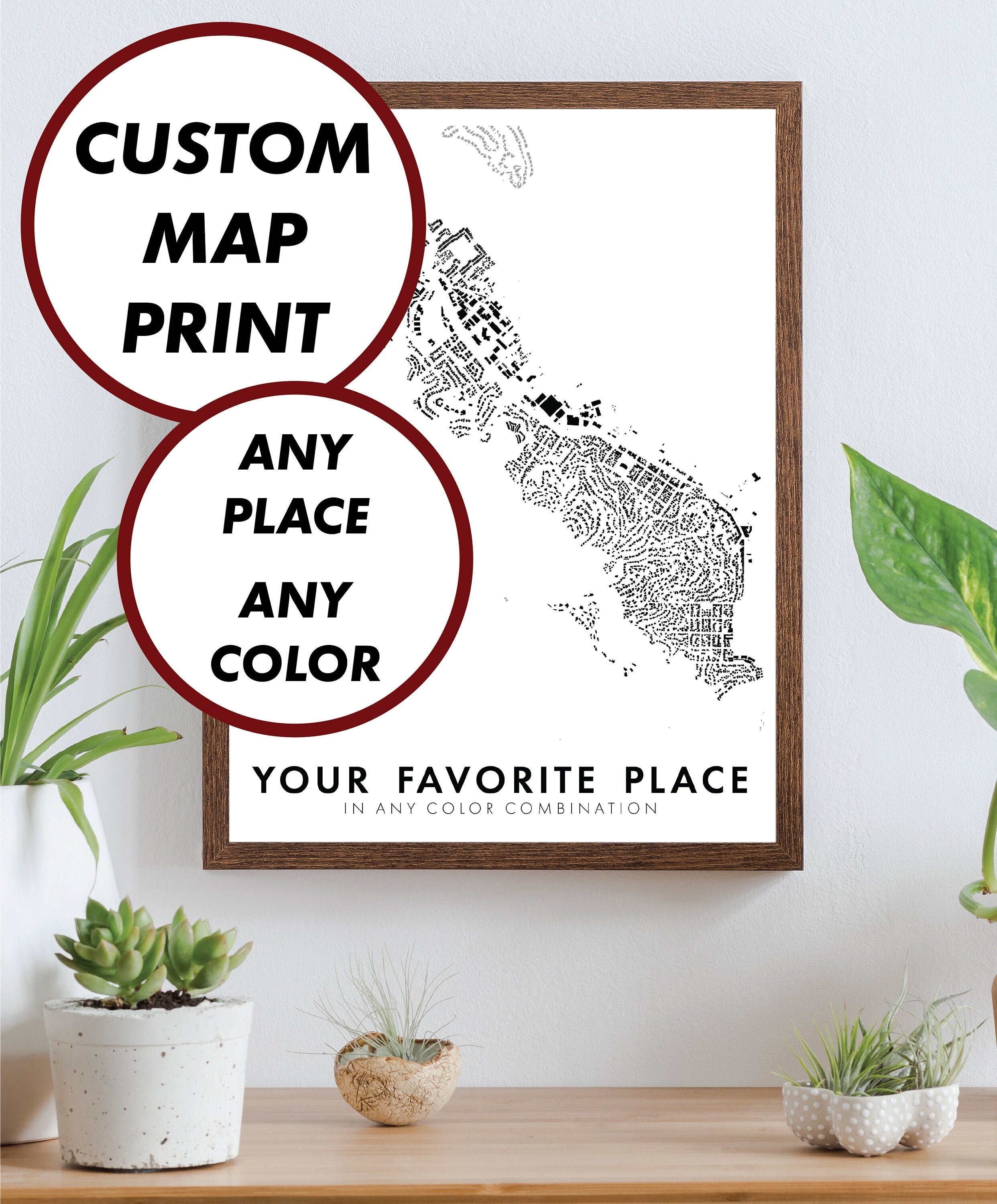 Custom Map of Anywhere in Any Color - Etsy