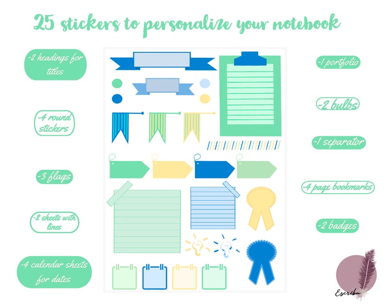 Basic Stickers for Planner and Digital Notebook. Stickers for Goodnotes ...