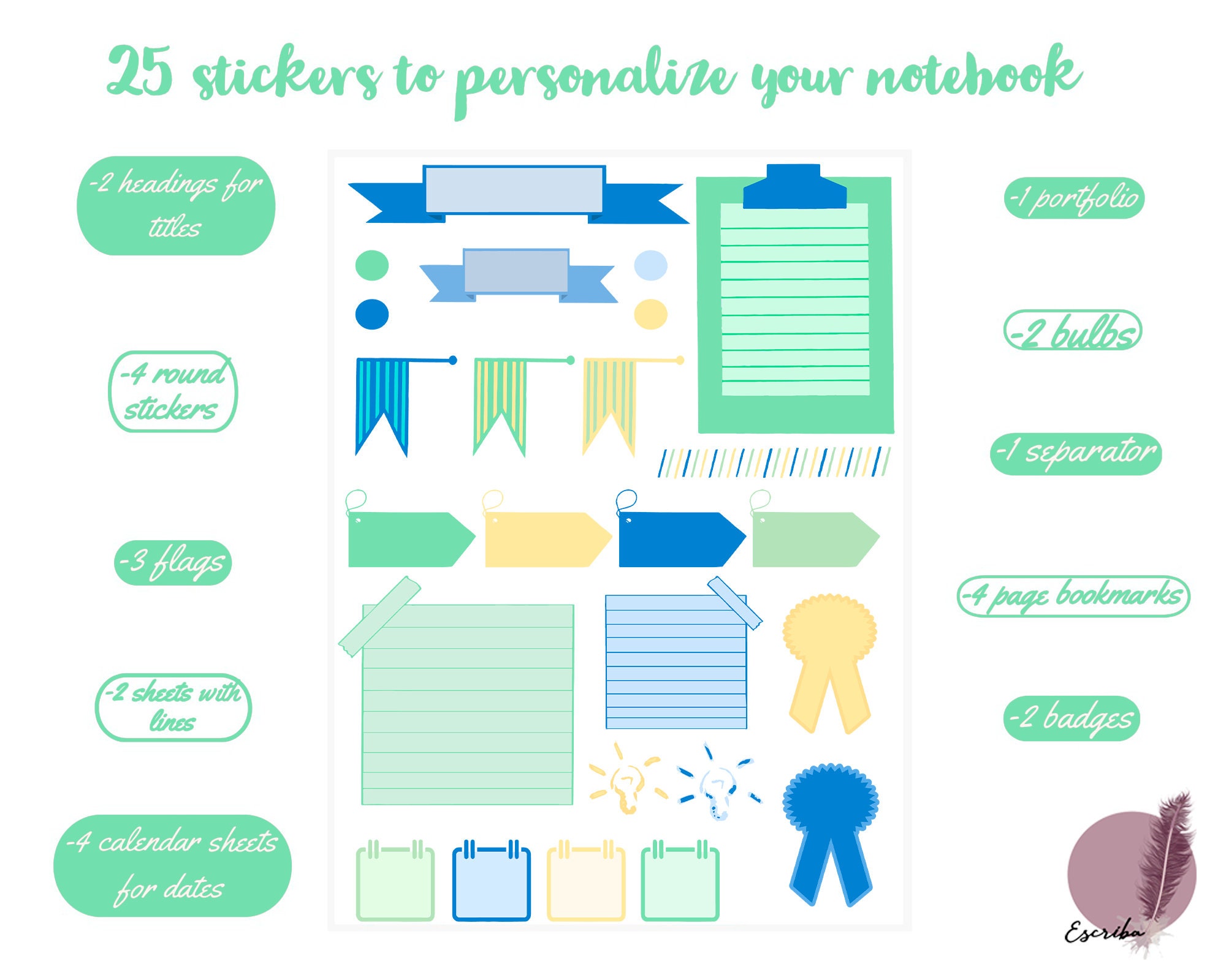 Basic Stickers for Planner and Digital Notebook. Stickers for Goodnotes ...