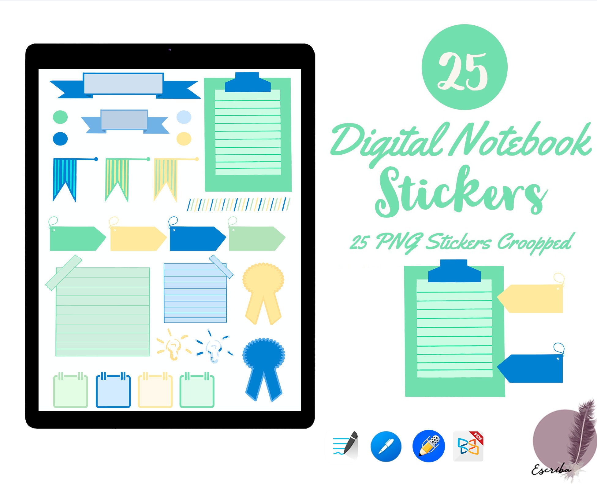 Basic Stickers for Planner and Digital Notebook. Stickers for Goodnotes ...