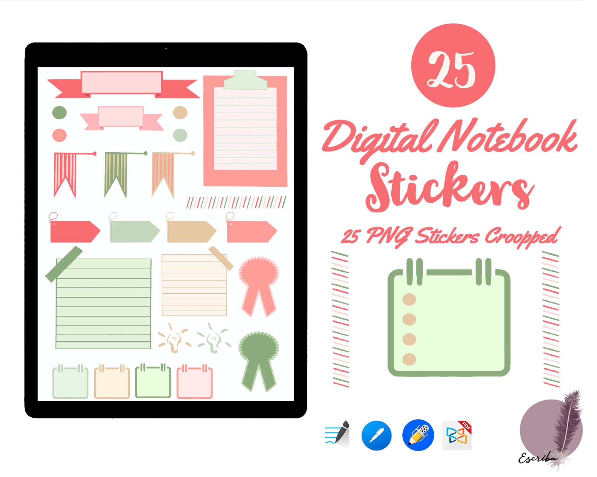 Digital Productivity Stickers for Goodnotes. iPad Planner Stickers ...