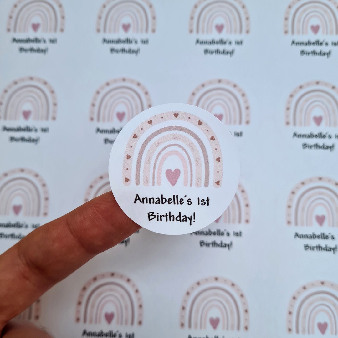 Personalised Rainbow Birthday Stickers 2 Rainbow Styles Children's ...