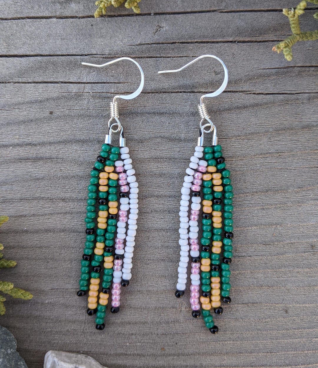 Beaded Fish Earrings, Rainbow Trout Inspired, Beaded Fringe - Etsy