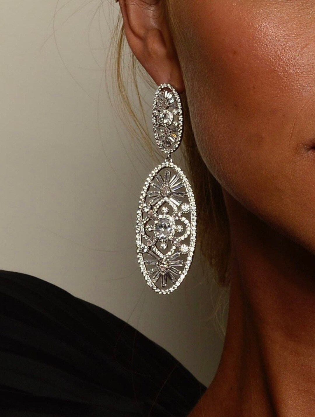 Luxury Baguette Drop Earrings - Etsy