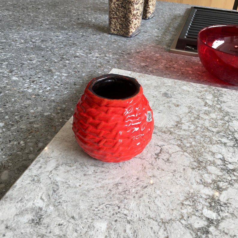 West Germany U Keramik Red Fat Lava Vintage Plant Pot/bud Vase Hand ...