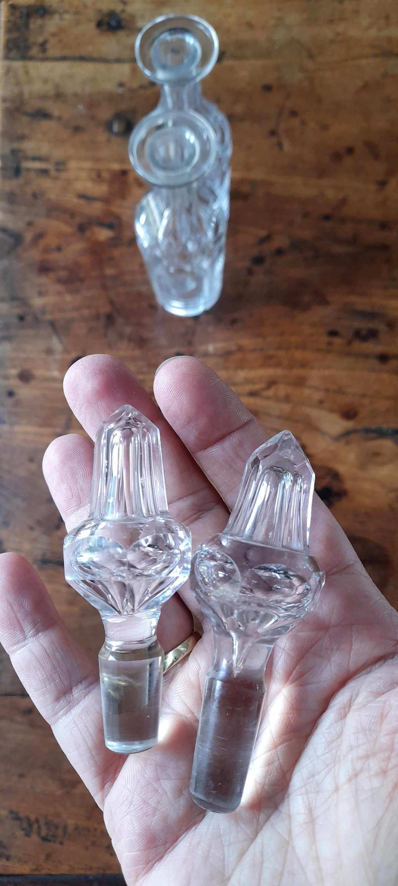 Victorian Condiment Cut Glass Bottle Dressing Oil & Vinegar Set Small ...
