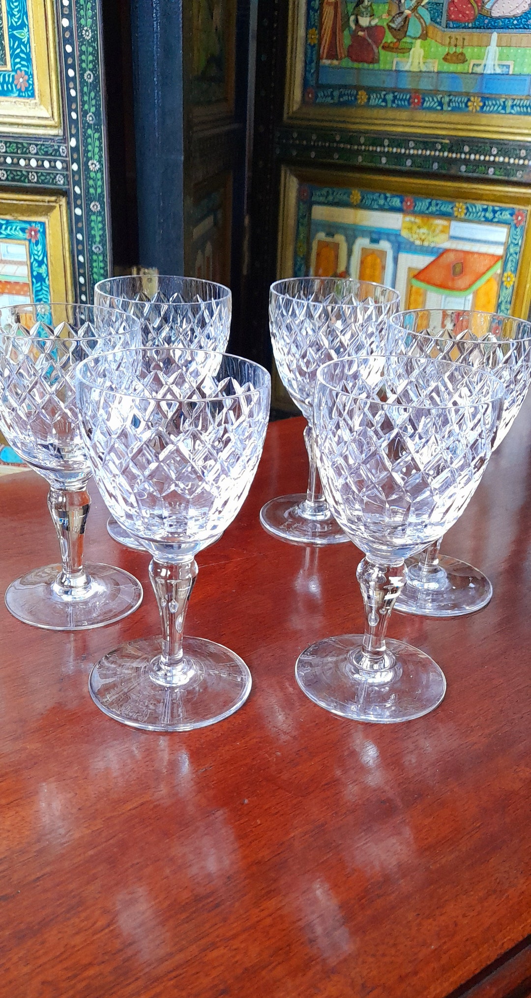 Set of 6 Royal Brierley Crystal Wine Glasses Coventry Pattern British ...