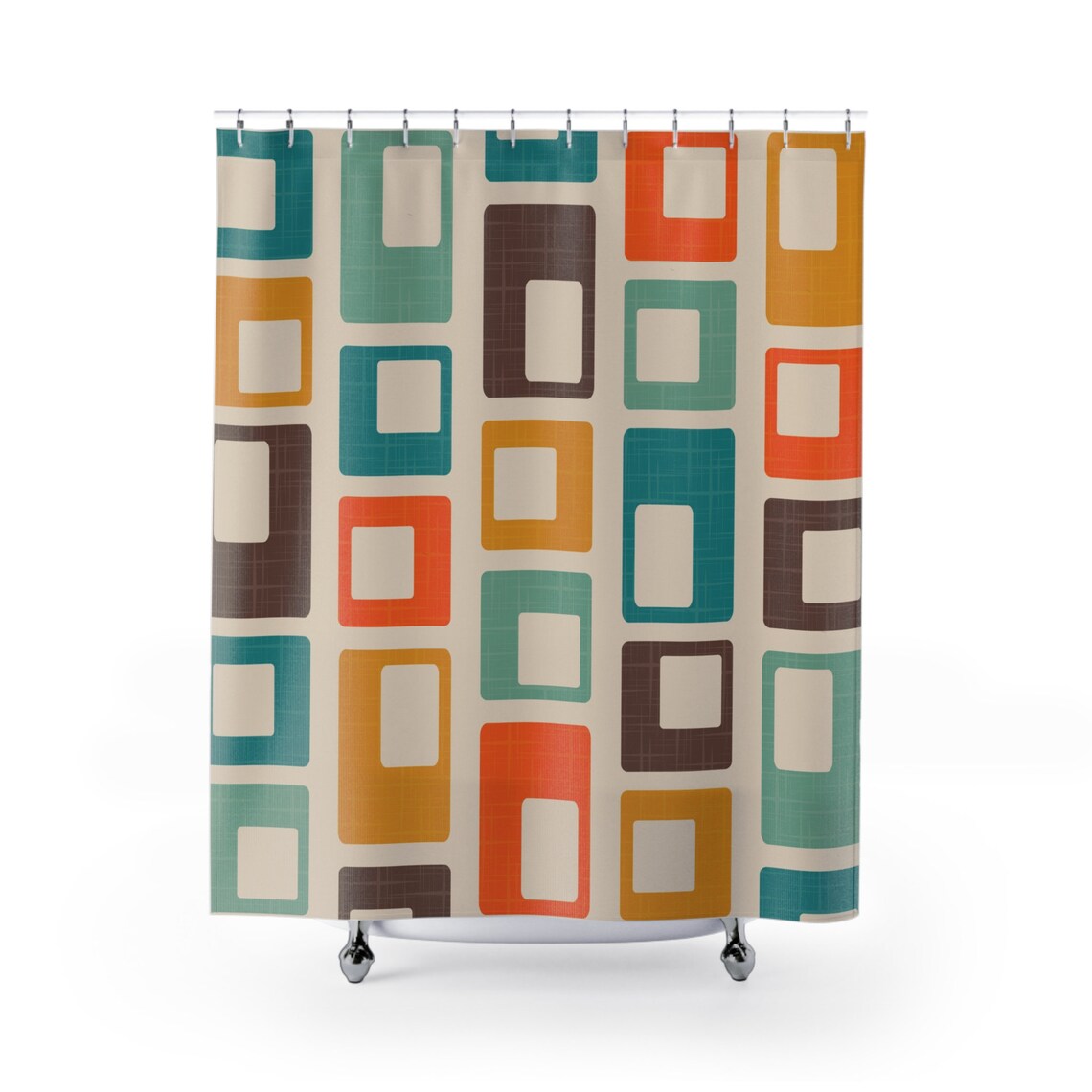 Shower Curtain Retro Mid Century Modern Bathroom Curtain Atomic ...