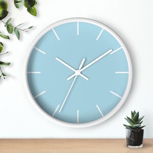 Blue Wall Clock Modern Minimalist Clock Kitchen Silent Wooden Wall ...
