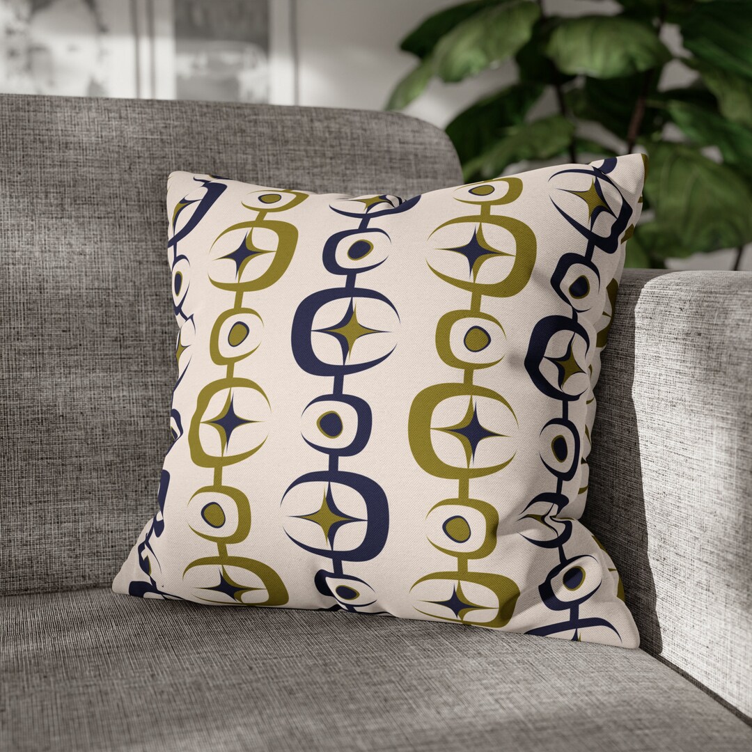 Mid Century Modern Throw Pillow Cover Retro MCM Geometric Chain Cushion ...