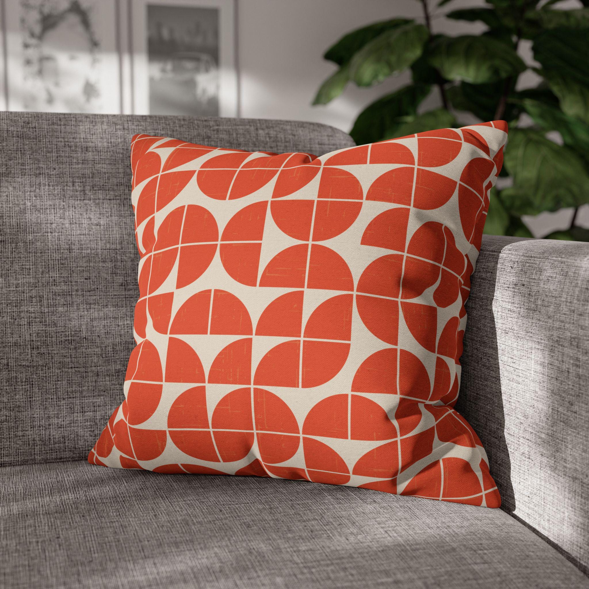 Burnt Orange Retro Pillow Cover Geometric Mid Century Modern Pillow ...