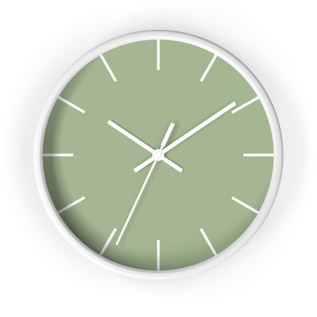 Olive Green Wall Clock Classic Minimalist Wall Clock Wooden Silent ...