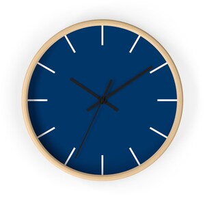 Navy Blue Wall Clock Classic Minimalist Wall Clock Wooden - Etsy