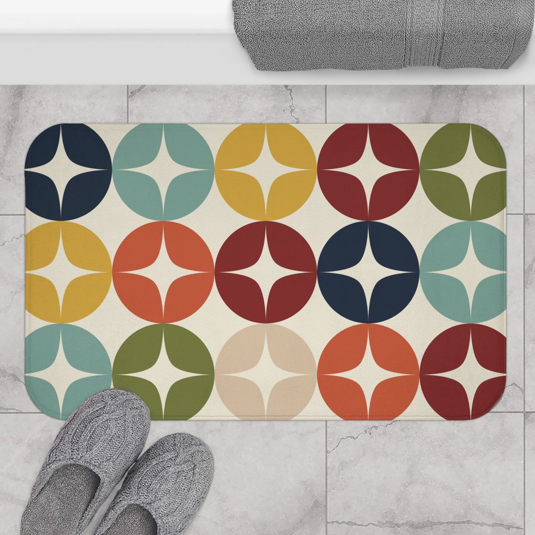 Mid Century Modern Bath Mat Retro Bathroom Mat Vintage Tile Bathroom ...