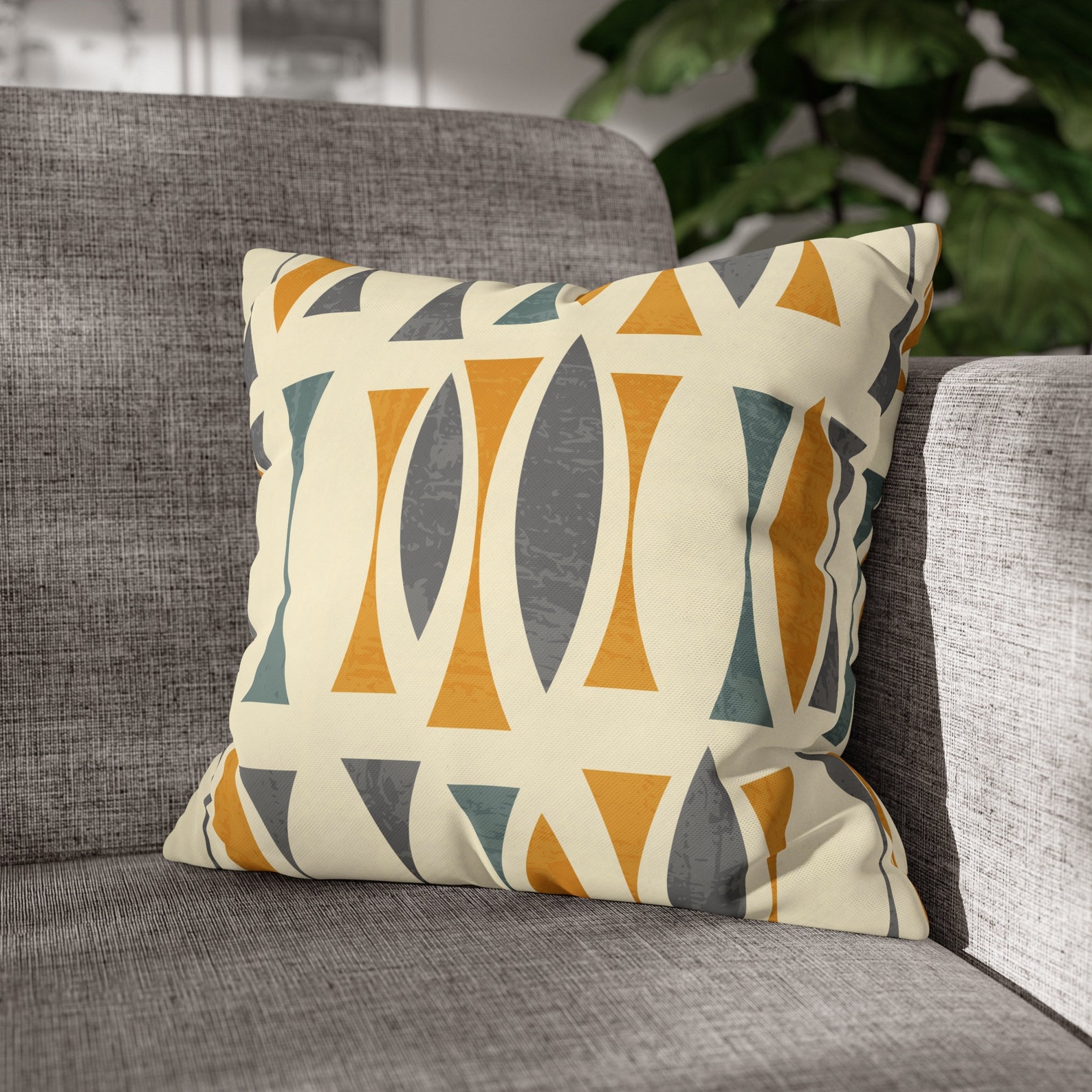 Mustard Yellow Pillow Covers Retro Mid Century Modern Atomic Starburst ...