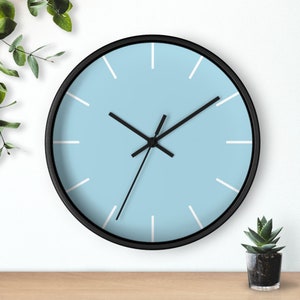 Blue Wall Clock Modern Minimalist Clock Kitchen Silent Wooden Wall ...