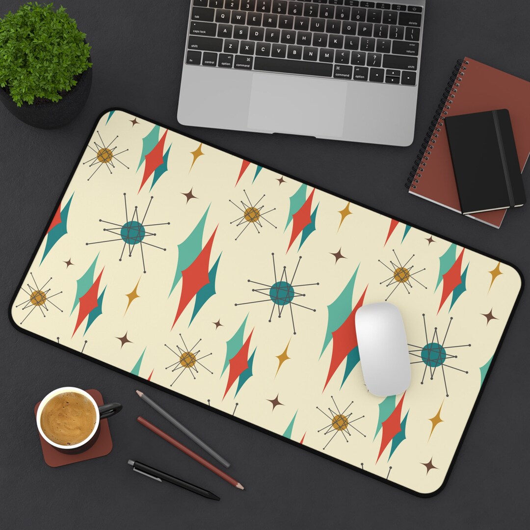 Mid Century Modern Desktop Mat Retro Desk Blotter Abstract Desk Mat ...
