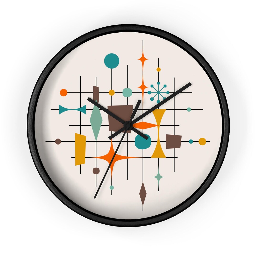 Atomic Wall Clock Mid Century Modern 50s 60s Retro Wall Clock MCM Decor ...
