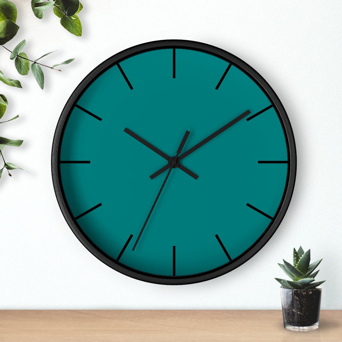 Teal Wall Clock Classic Minimalist Wall Clock Wooden - Etsy UK