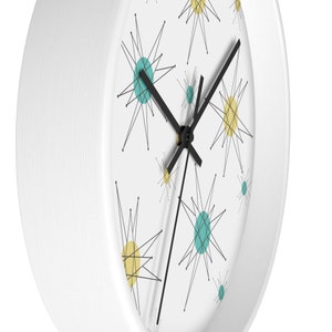 Wall Clock Mid Century Modern 50s 60s Retro Wall Clock Atomic Kitchen ...