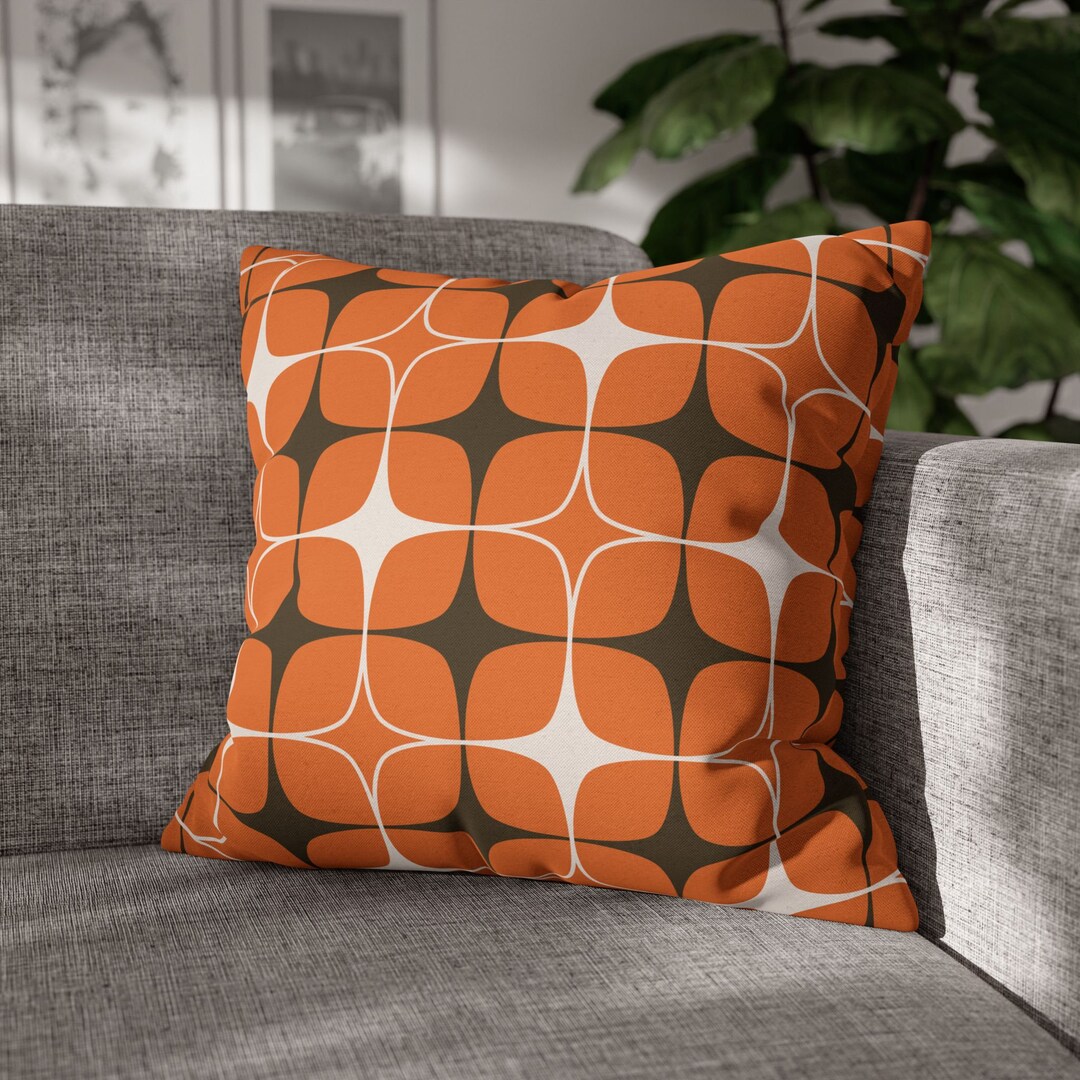 Retro Pillow Cover Mid Century Modern Pillow Case Geometric Burnt ...