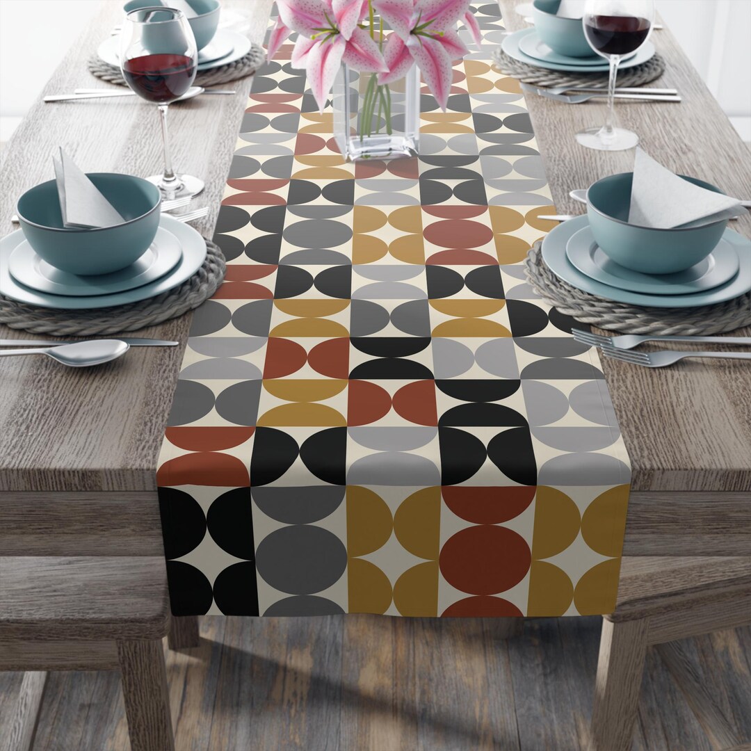 Geometric Table Runner Mid Century Modern Dinning Decor - Etsy