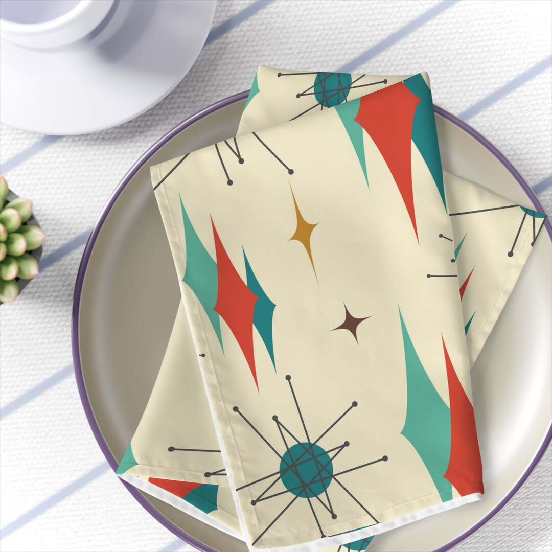 Mid Century Napkins MCM Party Accessories Retro Table Decor Dinner ...