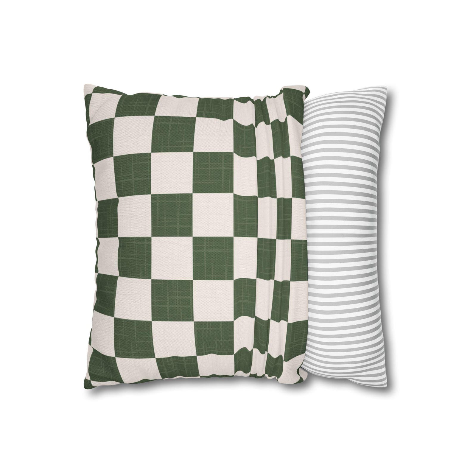 Checkered Pillow Case Hunter Green Checkerboard Pillow Cover Retro ...