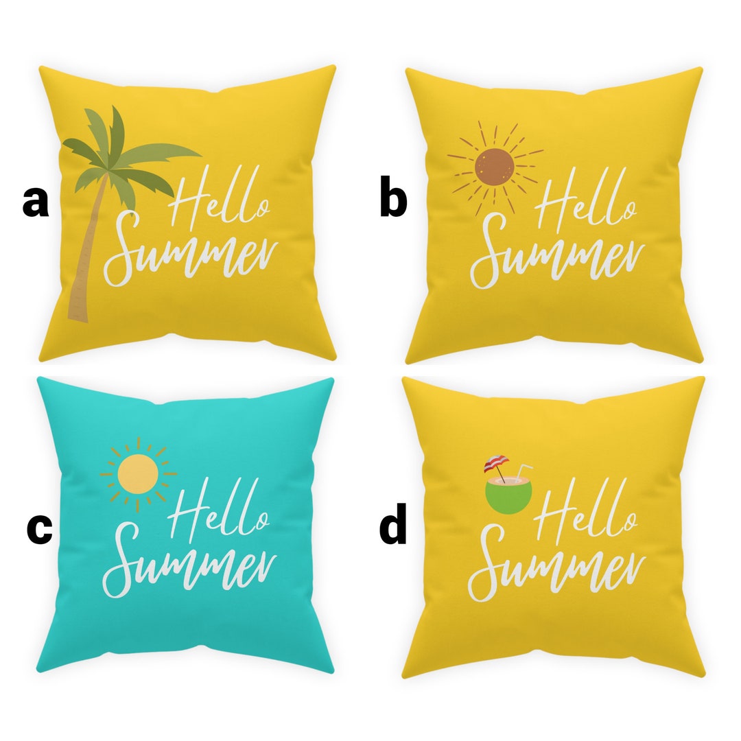 Hello Summer Pillow Cover Beach Pillow House Decor Pool Decorative ...