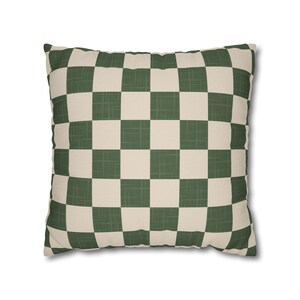 Checkered Pillow Case Hunter Green Checkerboard Pillow Cover Retro ...