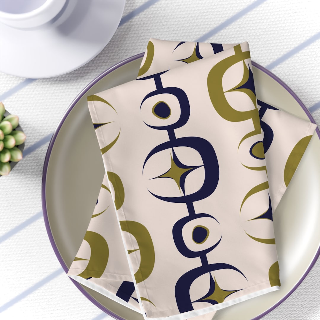 Mid Century Napkins MCM Party Accessories Retro Table Decor Dinner ...