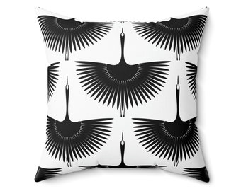 Black Crane Cushion - Etsy