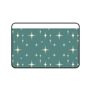 Blue Desktop Mat Retro Desk Blotter Mid Century Modern Desk Mat Full ...