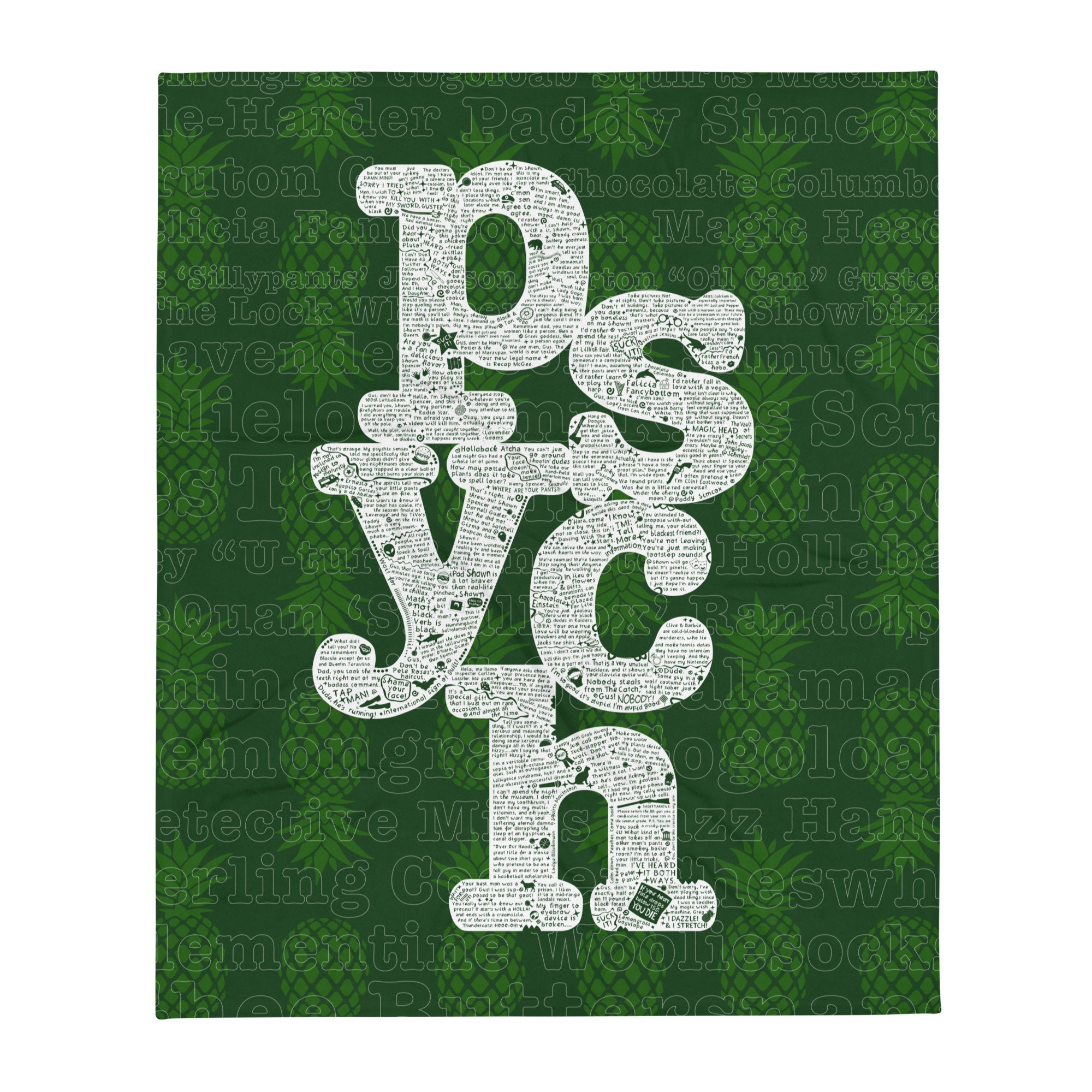 Psych TV Show Quotes Throw Blanket Shawn Spencer Gift Burton Gustor psych-tv-show-quotes-throw-blanket-shawn-spencer-gift-burton-gustor