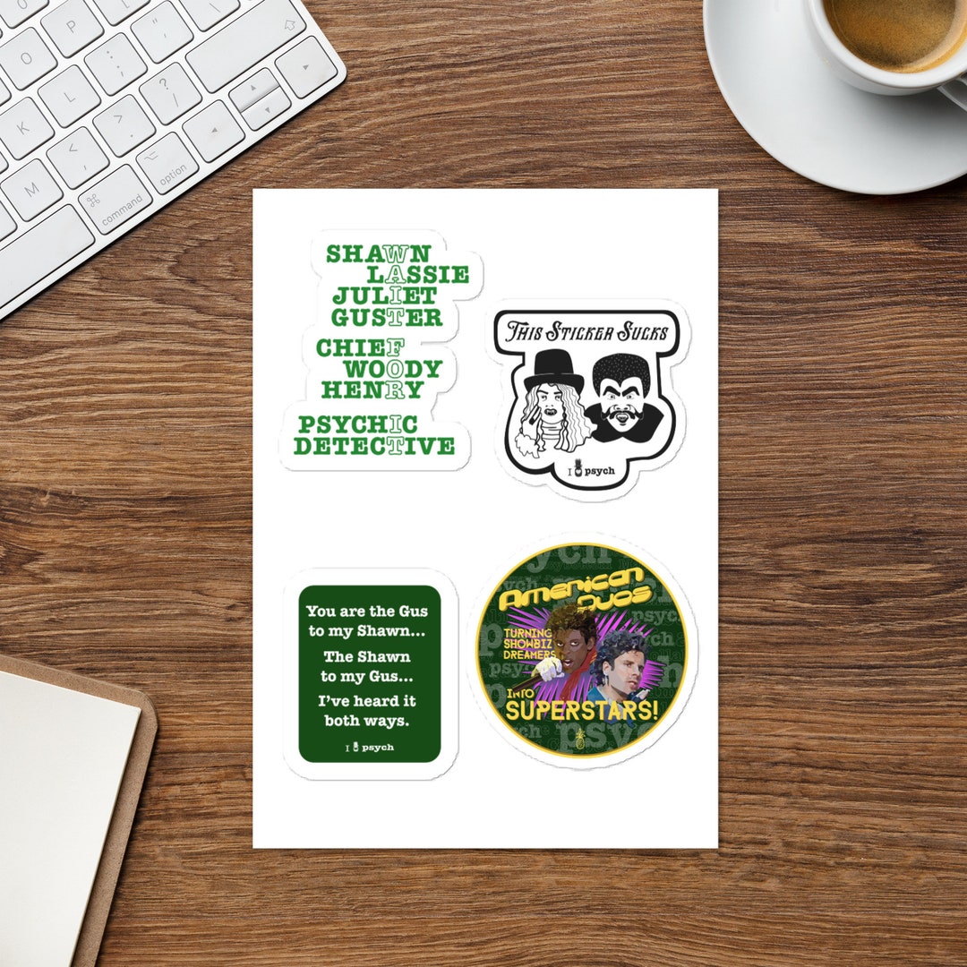 Psych TV Show Stickers, Shawn Spencer, Gus Burton, Best Friends Gift ...