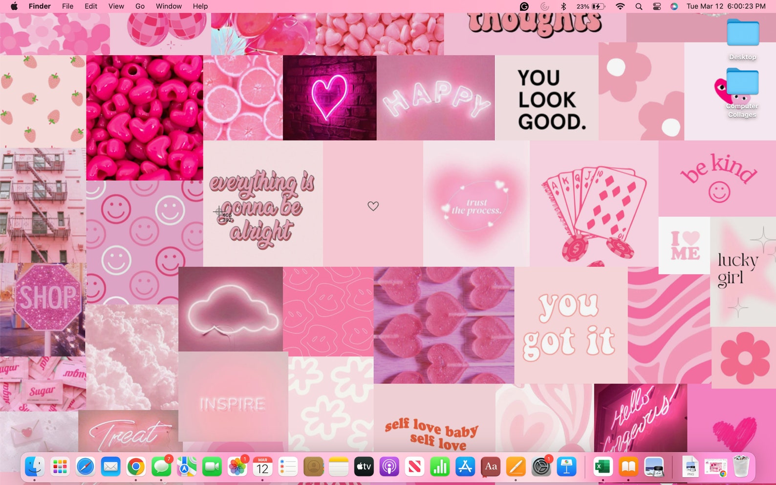Pink Collage Computer Background - Etsy