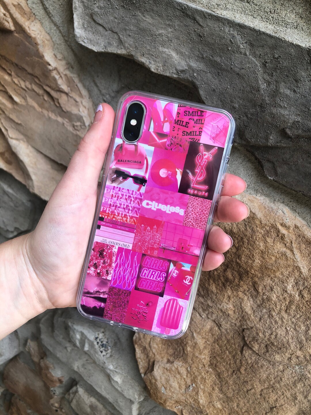 Hot Pink Collage Phone Case - Etsy