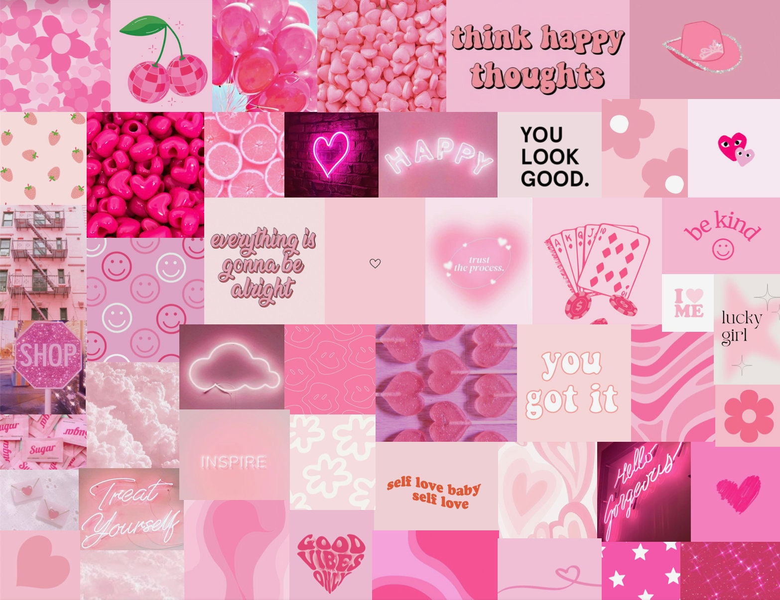 Pink Collage Computer Background - Etsy