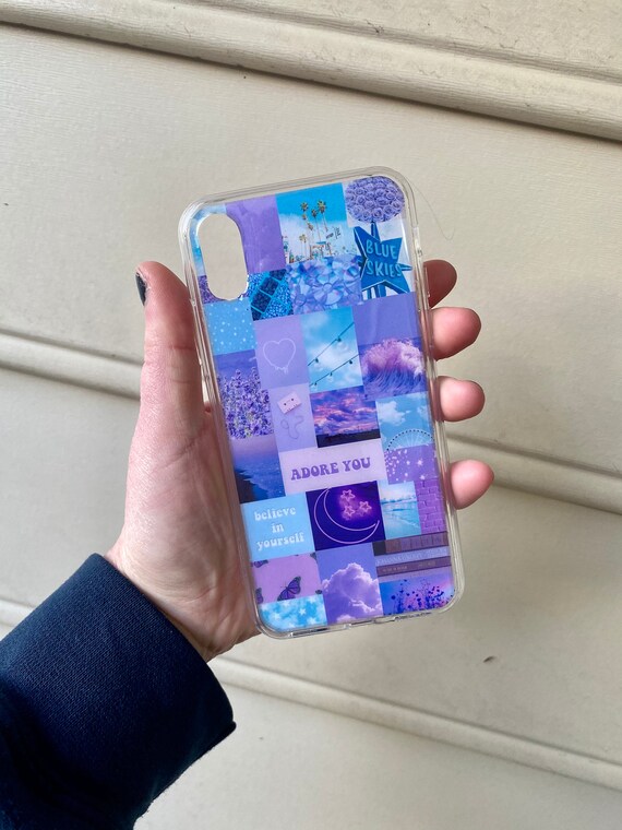 Blue and Purple Collage Phone Case | Etsy