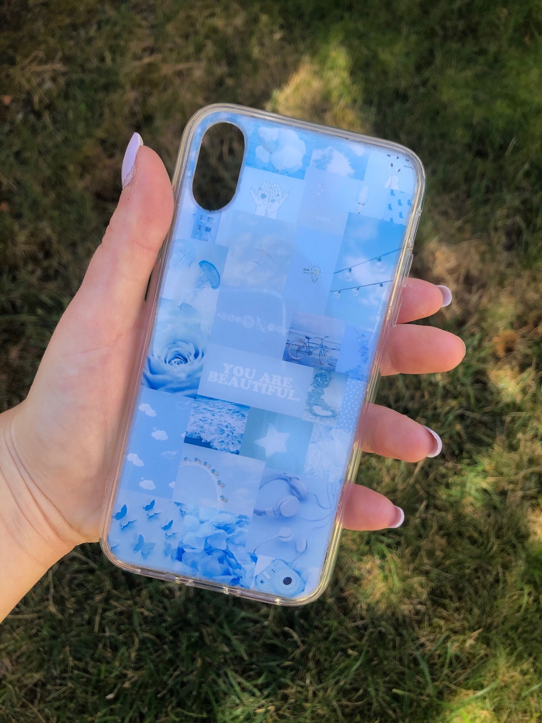 Light Blue Collage Phone Case - Etsy
