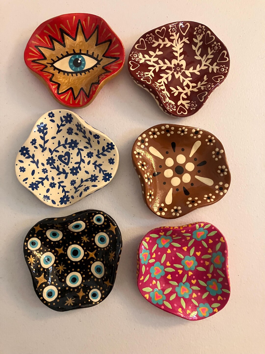 Small Handmade Plaster Ring Jewelry Dish Hand Painted - Etsy