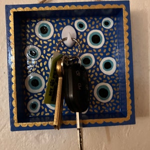 Small Hand Painted Wooden Shadow Boxes Wall Decor Jewelry Key Hangers ...