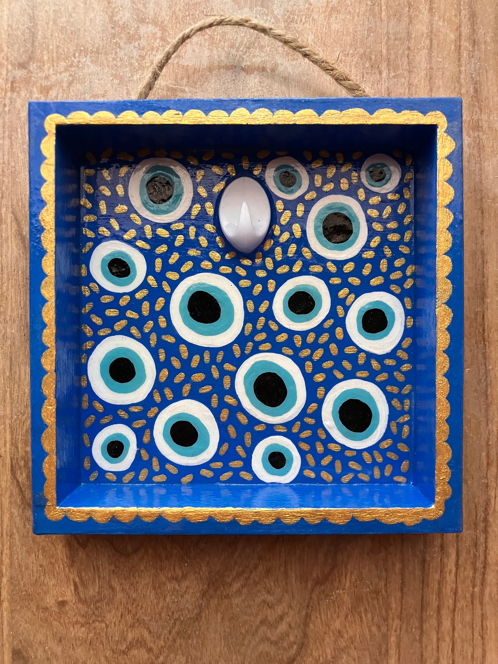 Small Hand Painted Wooden Shadow Boxes Wall Decor Jewelry Key Hangers ...