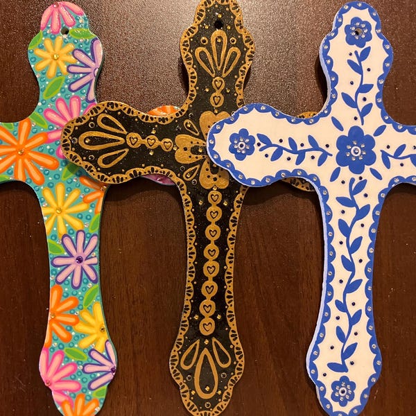 Hand Painted Wooden Crosses - Etsy