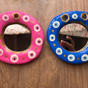Small Handmade Clay Wall Hanging Decor Mirrors - Etsy